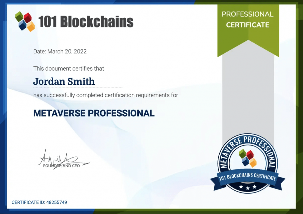 Certified Metaverse Professional (CMP) - 101 Blockchains Certified Metaverse Professional (CMP) - 101 Blockchains