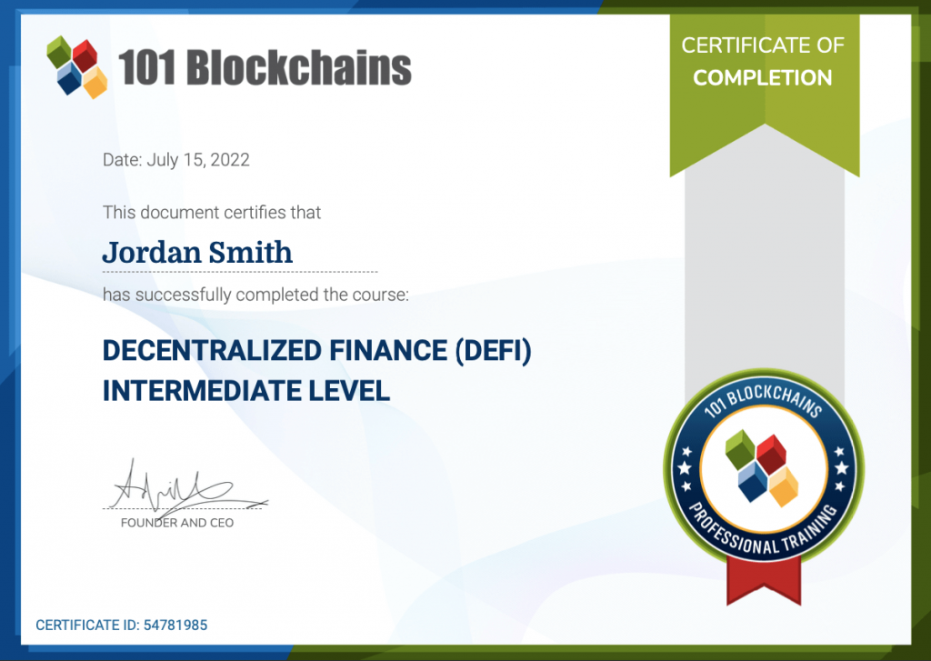 Decentralized Finance (Defi) Course- Intermediate Level - 101 Blockchains Decentralized Finance (Defi) Course- Intermediate Level - 101 Blockchains